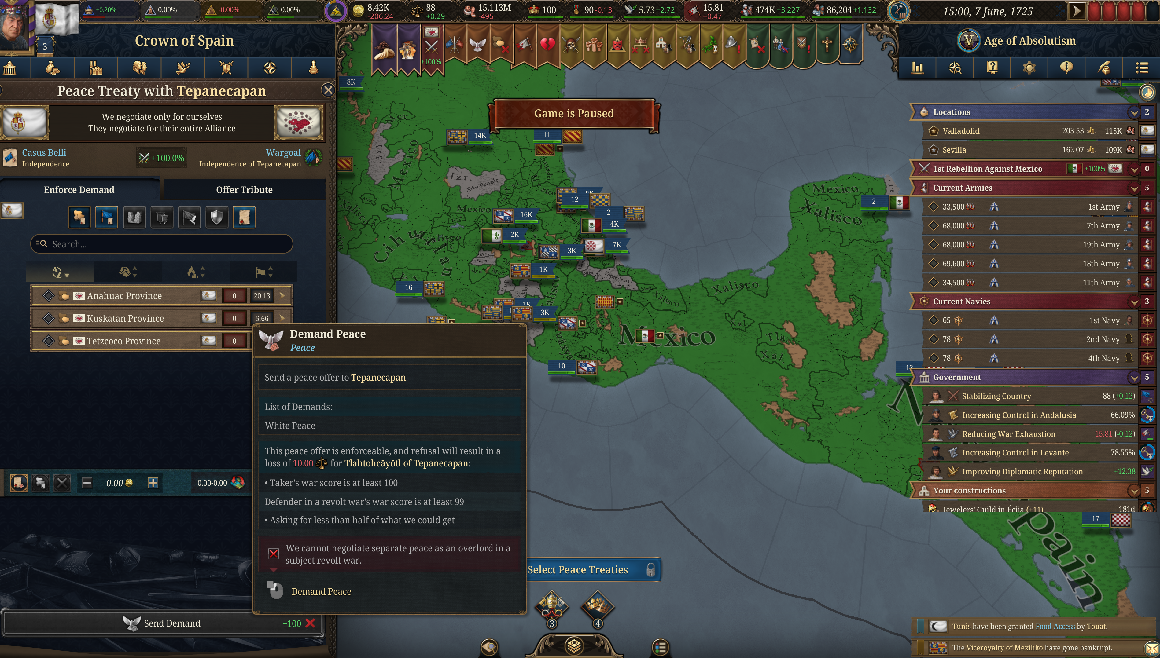 Peace deal problem. Softlock. | Paradox Interactive Forums
