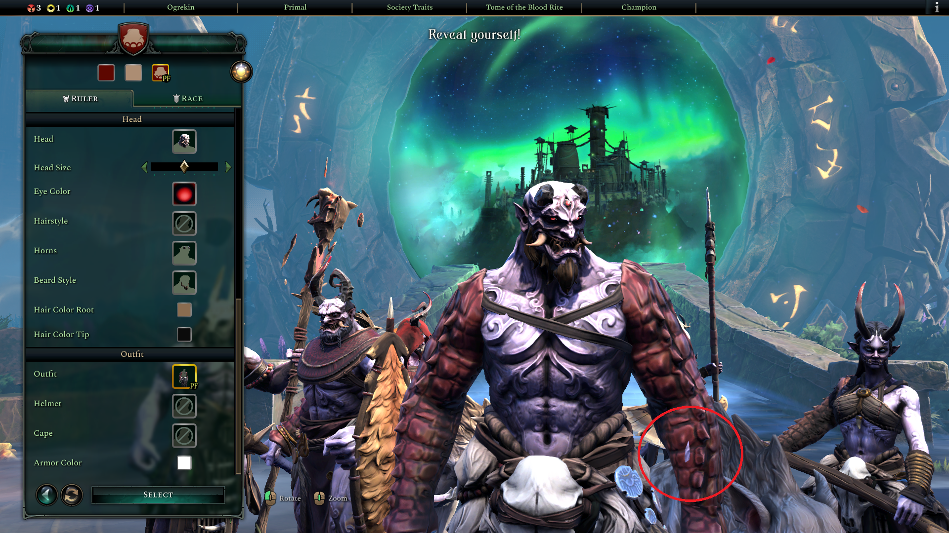 A small clipping on the male Ogrekin forearm Champion Ruler in a ...