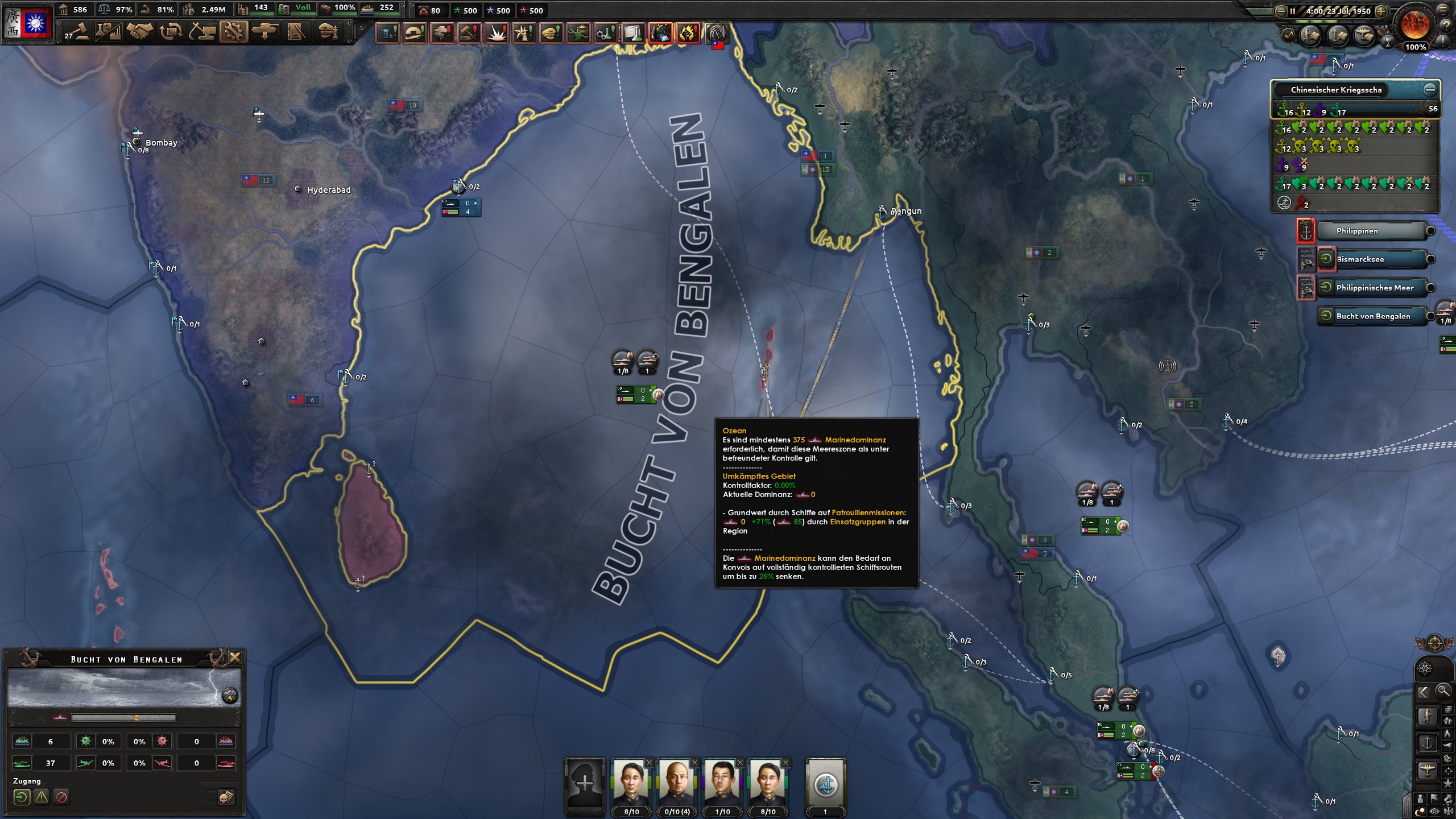 Naval dominance does not build until ships move in-and-out of zone ...