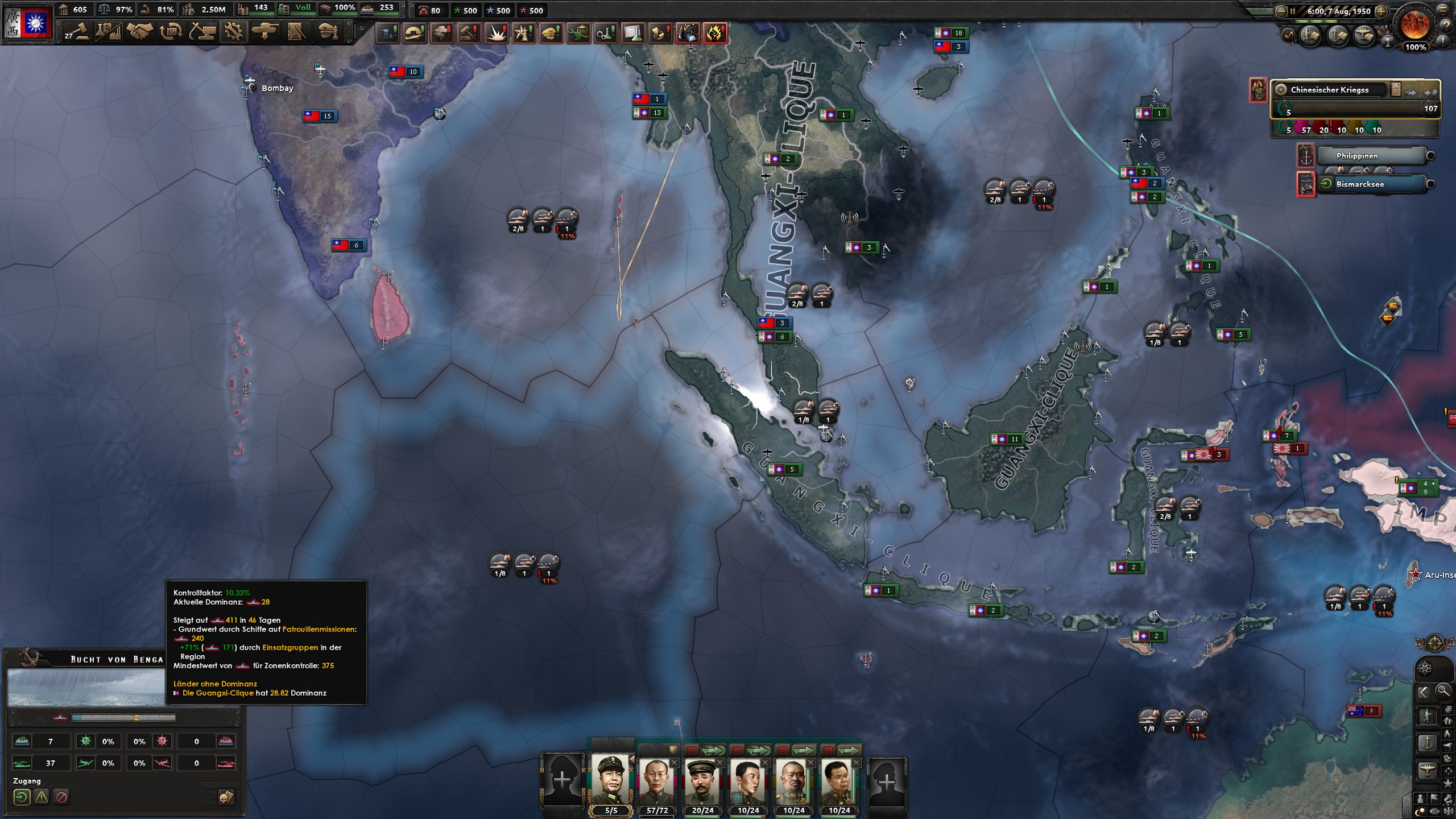 Naval dominance does not build until ships move in-and-out of zone ...