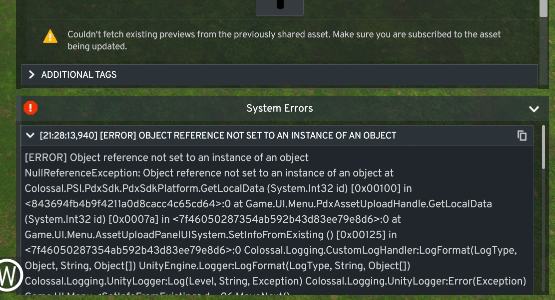 Mod got corrupted when uploading an update from the Asset editor ...