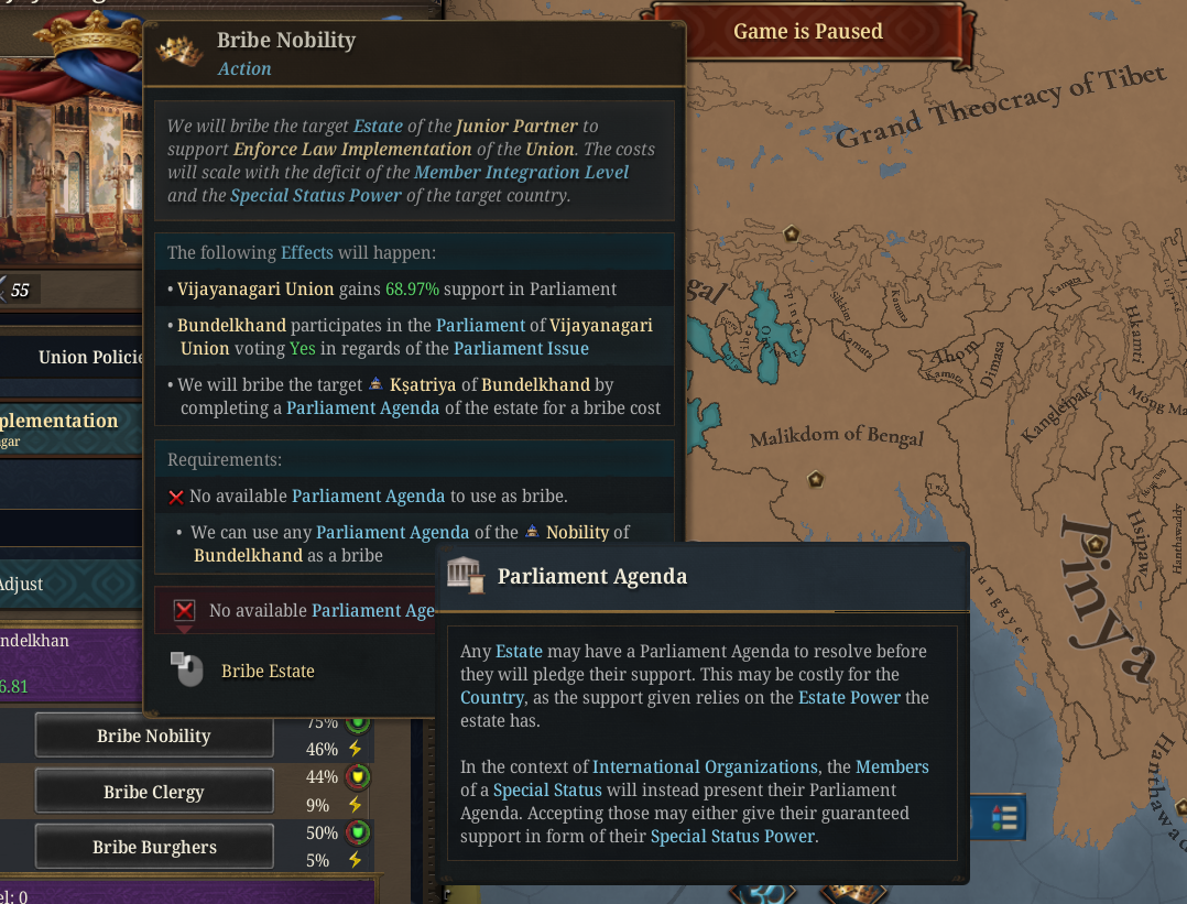 Why can't I bribe these estates in a union parliament? | Paradox ...