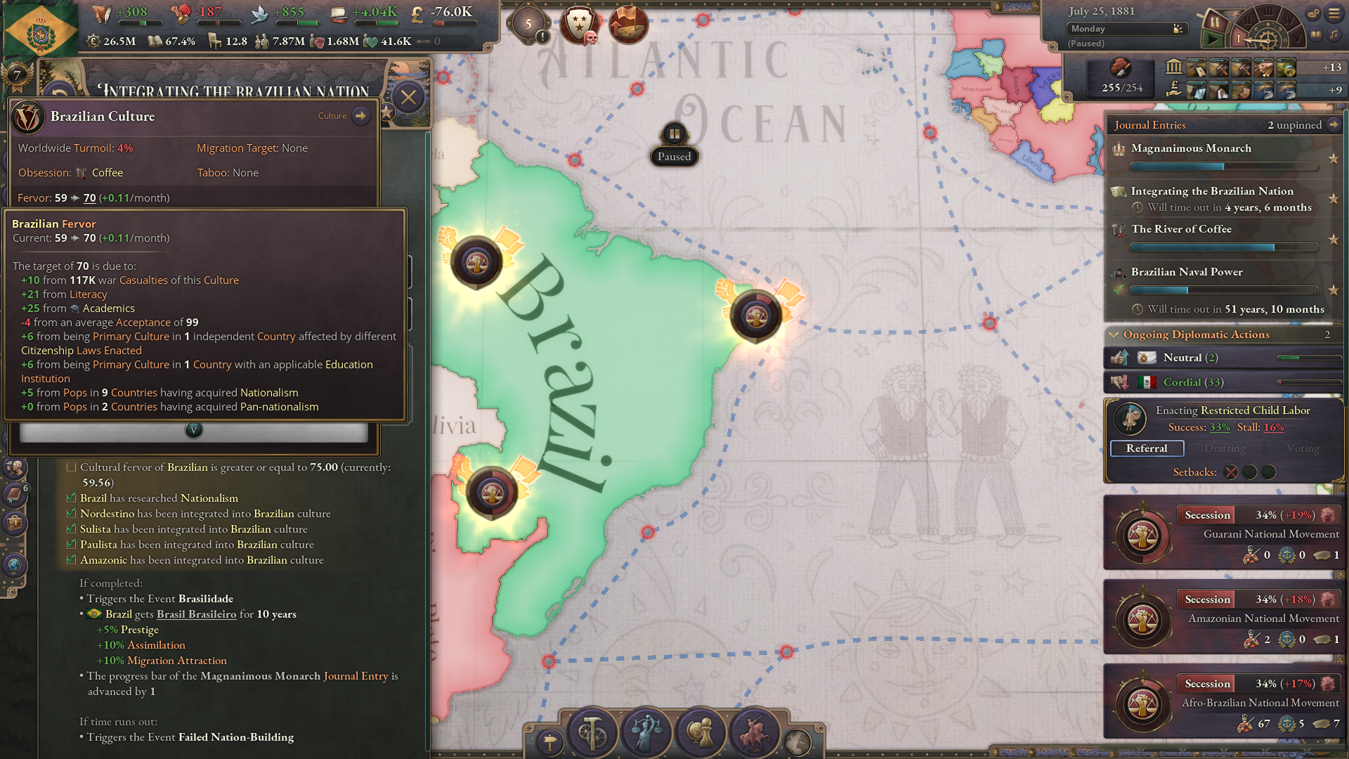 Magnanimous Monarch – (How) Can I Increase Brazilian Fervour by 16 in ...