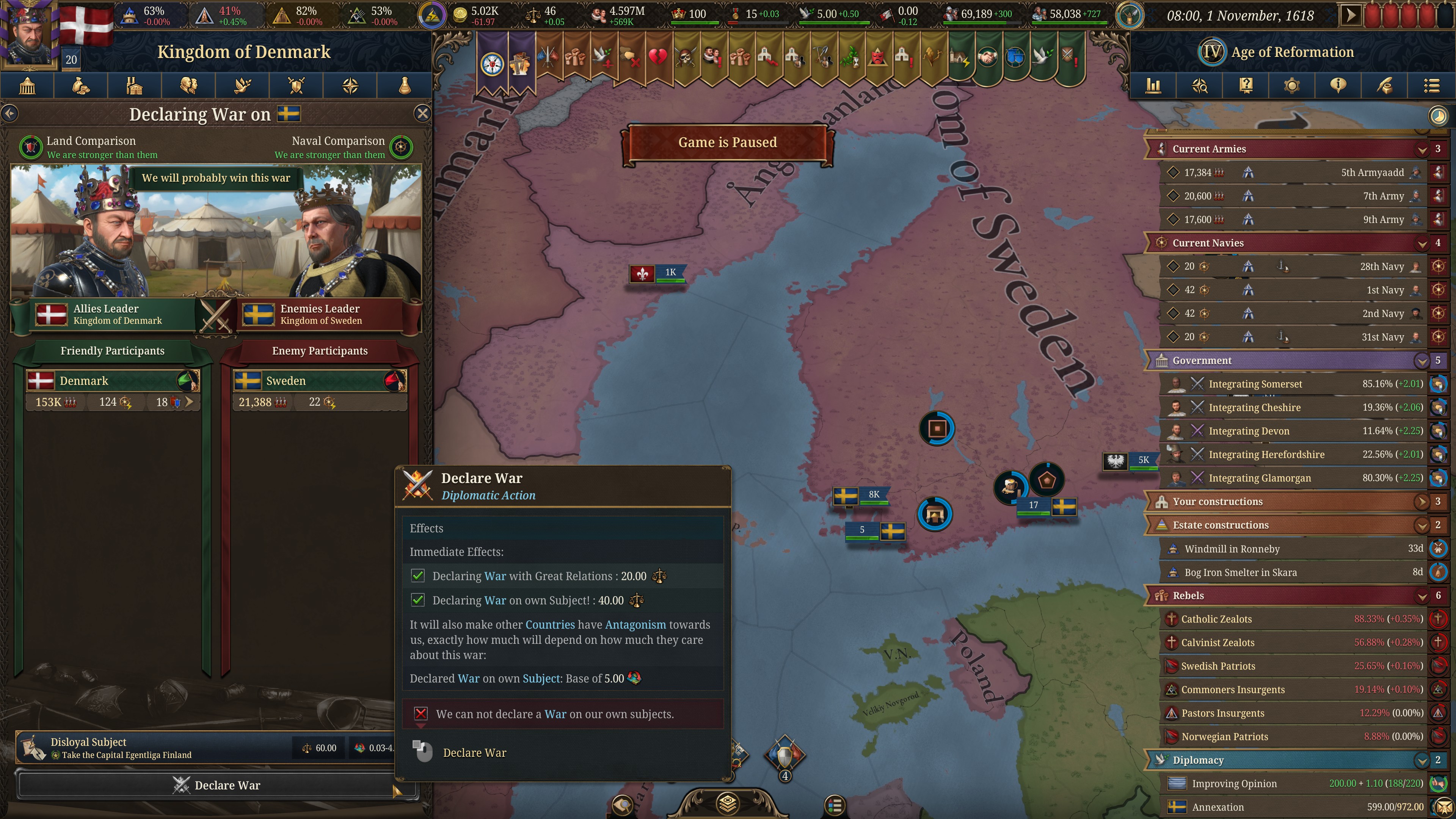 In Review - Can't declare war on disloyal subject with a disloyal CB | Paradox Interactive Forums