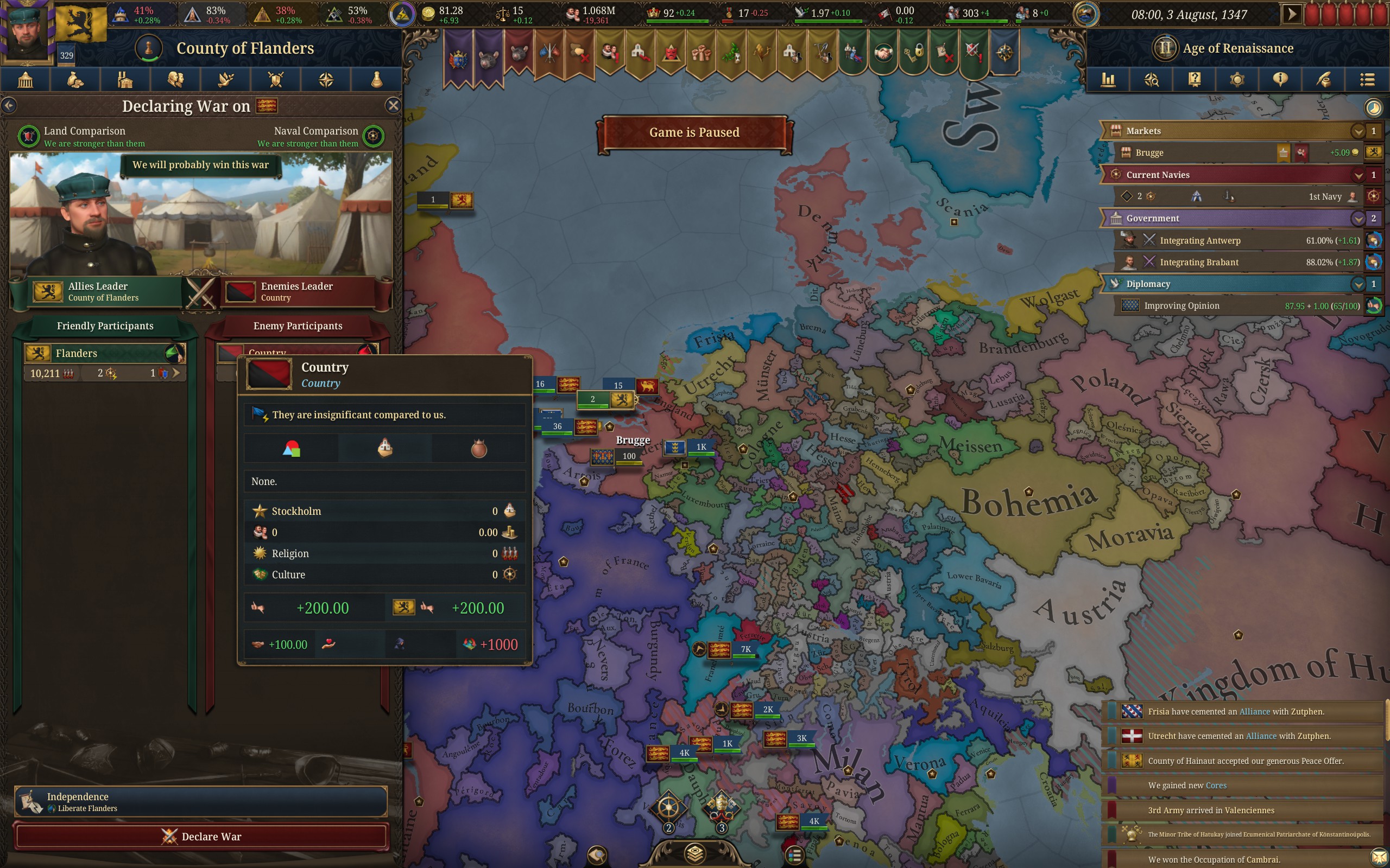 Missing/empty war target on attempted war declaration. Fixes itself on reloading | Paradox ...