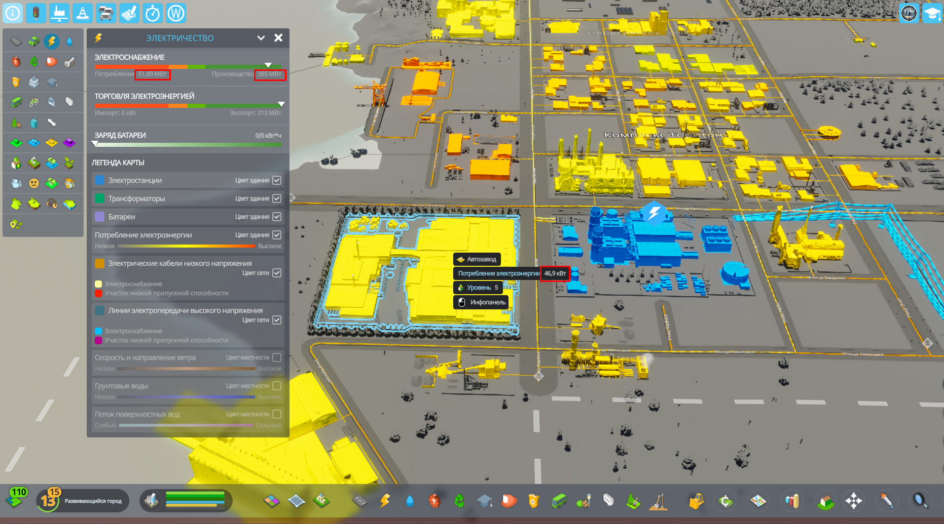 Electricity generation is heavily overpowered compared to city consumption, making power ...