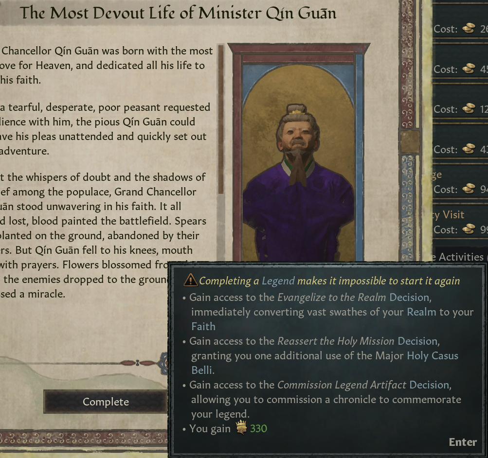 Completed a mythical legend, cannot find or use the 'Commission Legend ...