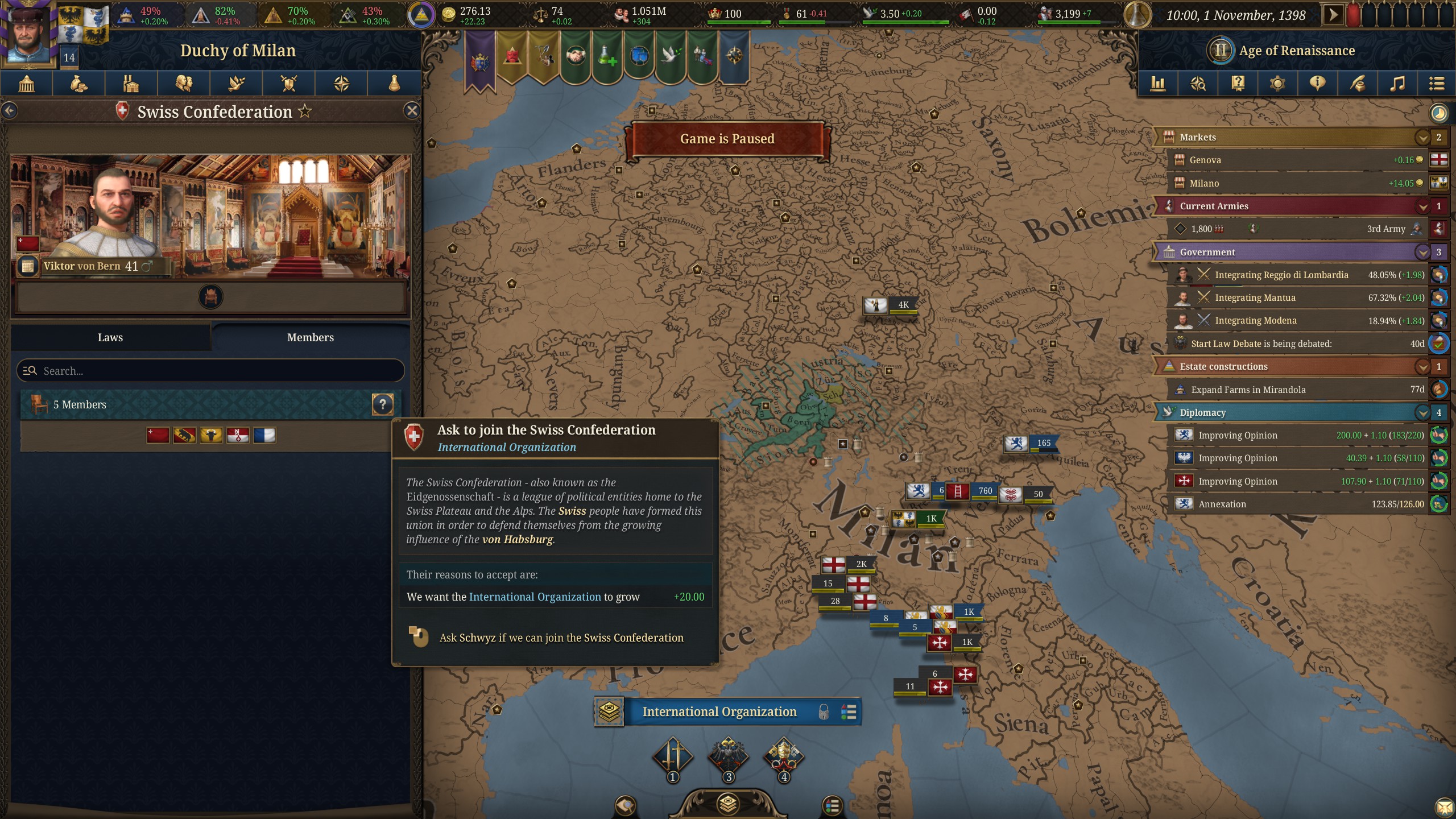 Not a Bug - Swiss Confederation membership regulation seems bugged ...