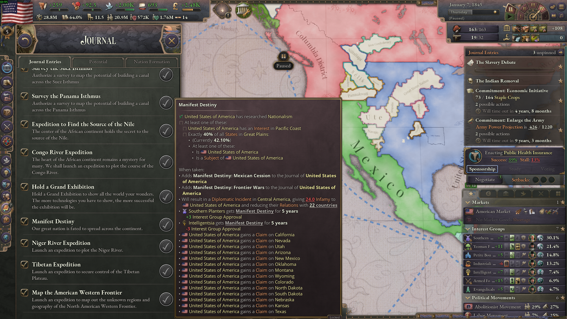 Cant use Manifest Destiny decision, but i already have 40%+ states in ...
