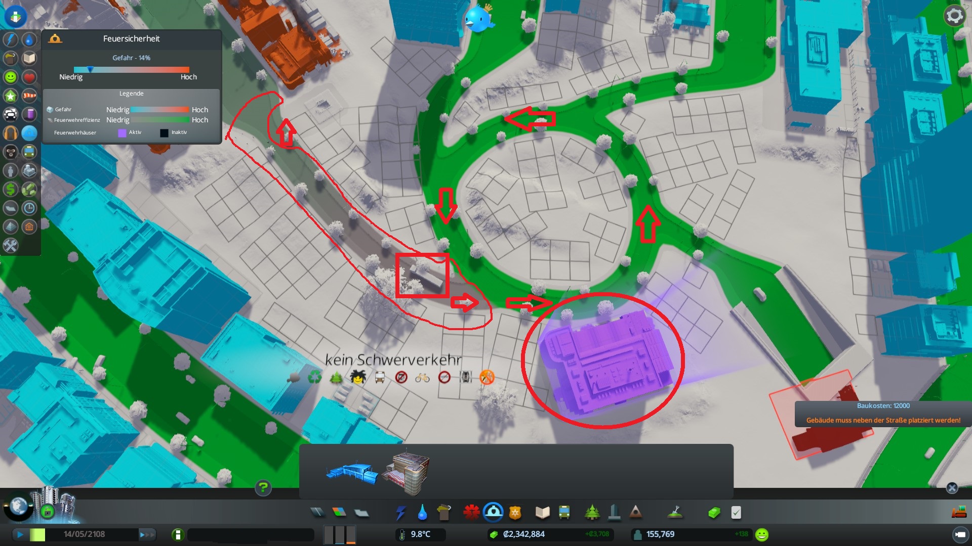 placing firestation next to roundabout doesn't affect radius of ...