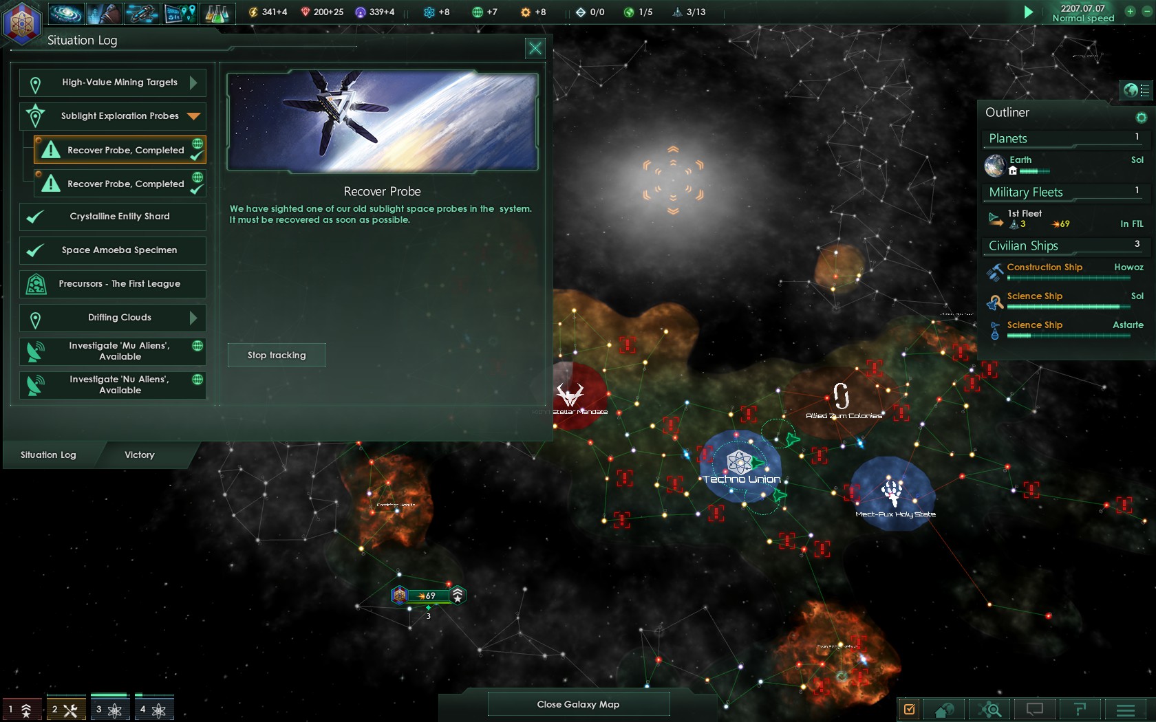 [1.0.0 9b5a] Sublight Exploration Probe event chain can't be completed ...