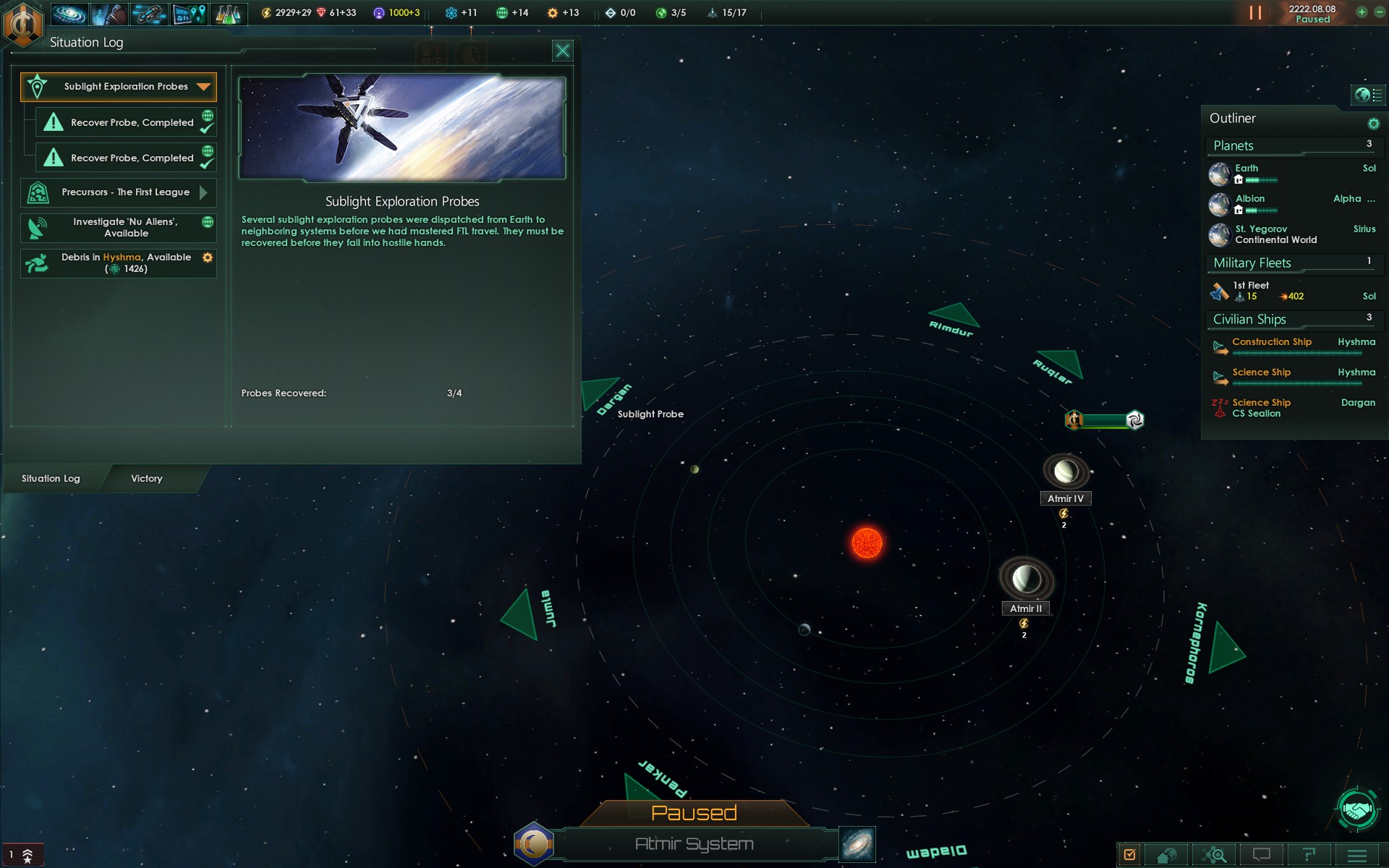 [1.0.0 9b5a] Sublight Exploration Probe event chain can't be completed ...