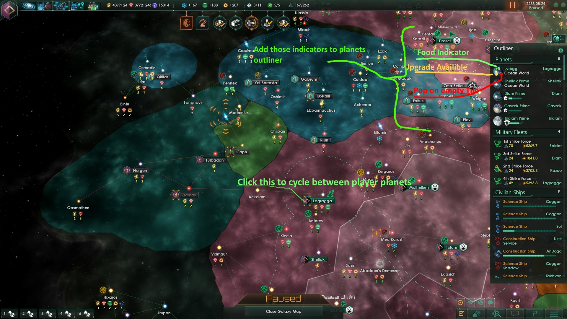Two easy but life changing UI suggestions. Planets cycling and outliner indicators. | Paradox ...