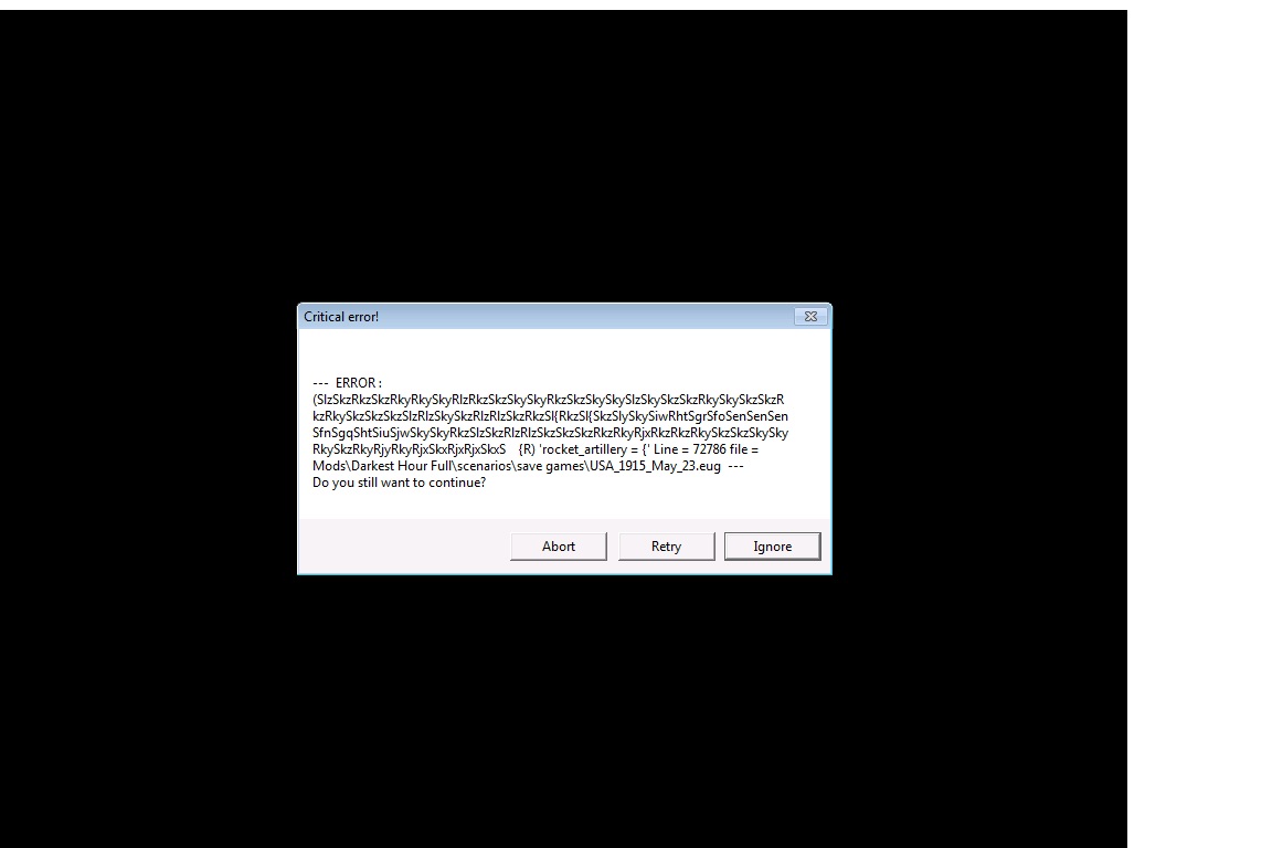 Critical Error Message ! | Paradox Interactive Forums