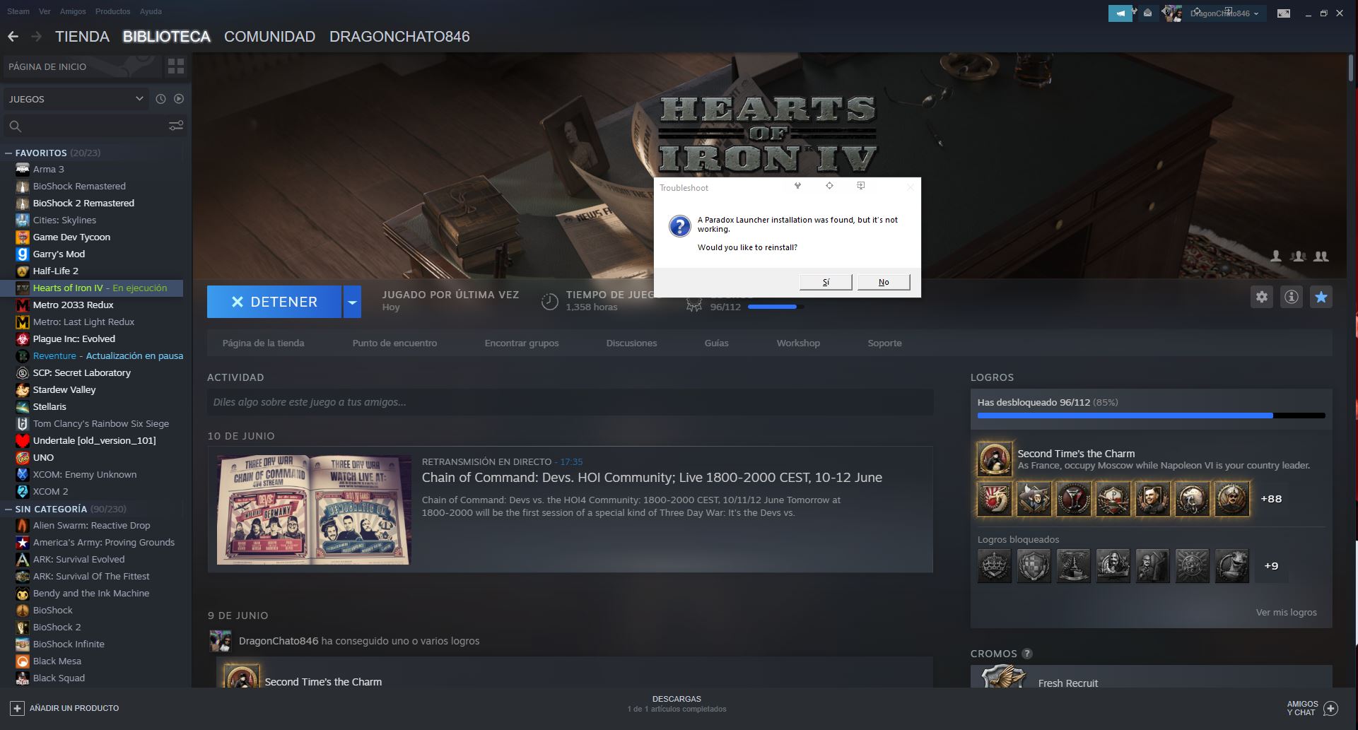Error at initiating game from Steam | Paradox Interactive Forums