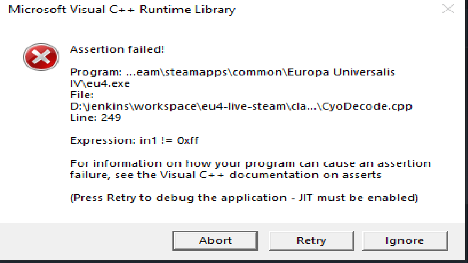 Crash on Launch and Error Message | Paradox Interactive Forums