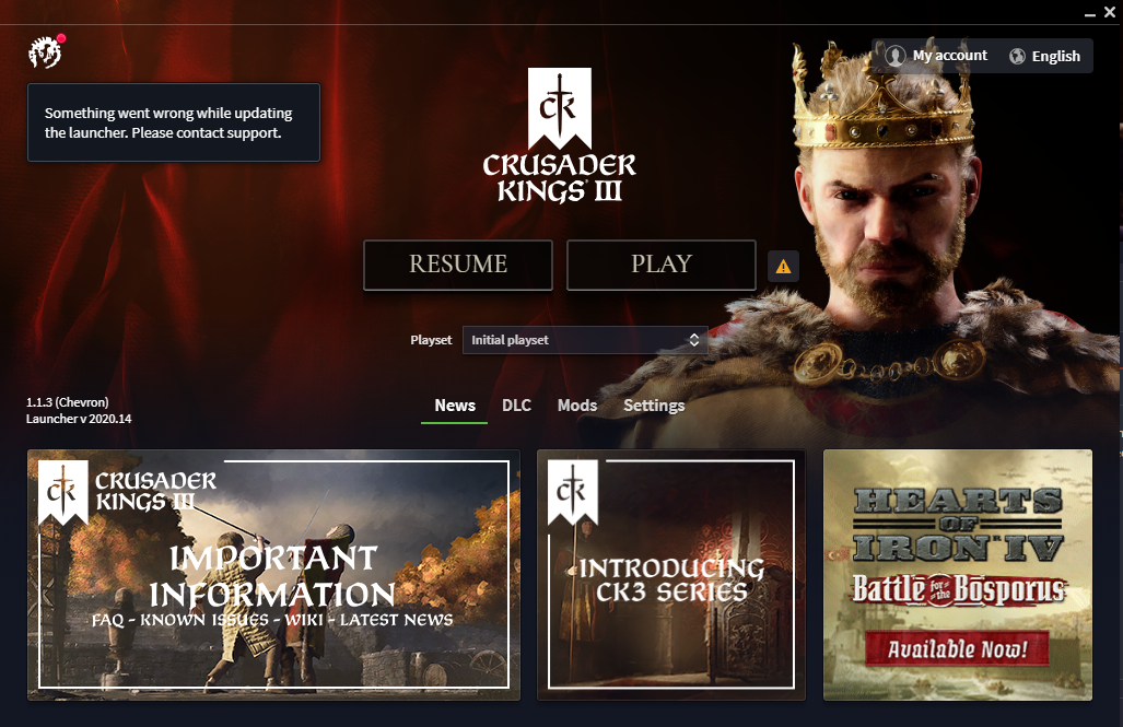 "Something went wrong while updating the launcher" Error | Paradox Interactive Forums