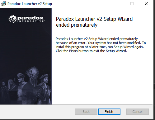 Paradox Launcher | Setup Wizard ended prematurely, help! | Paradox ...