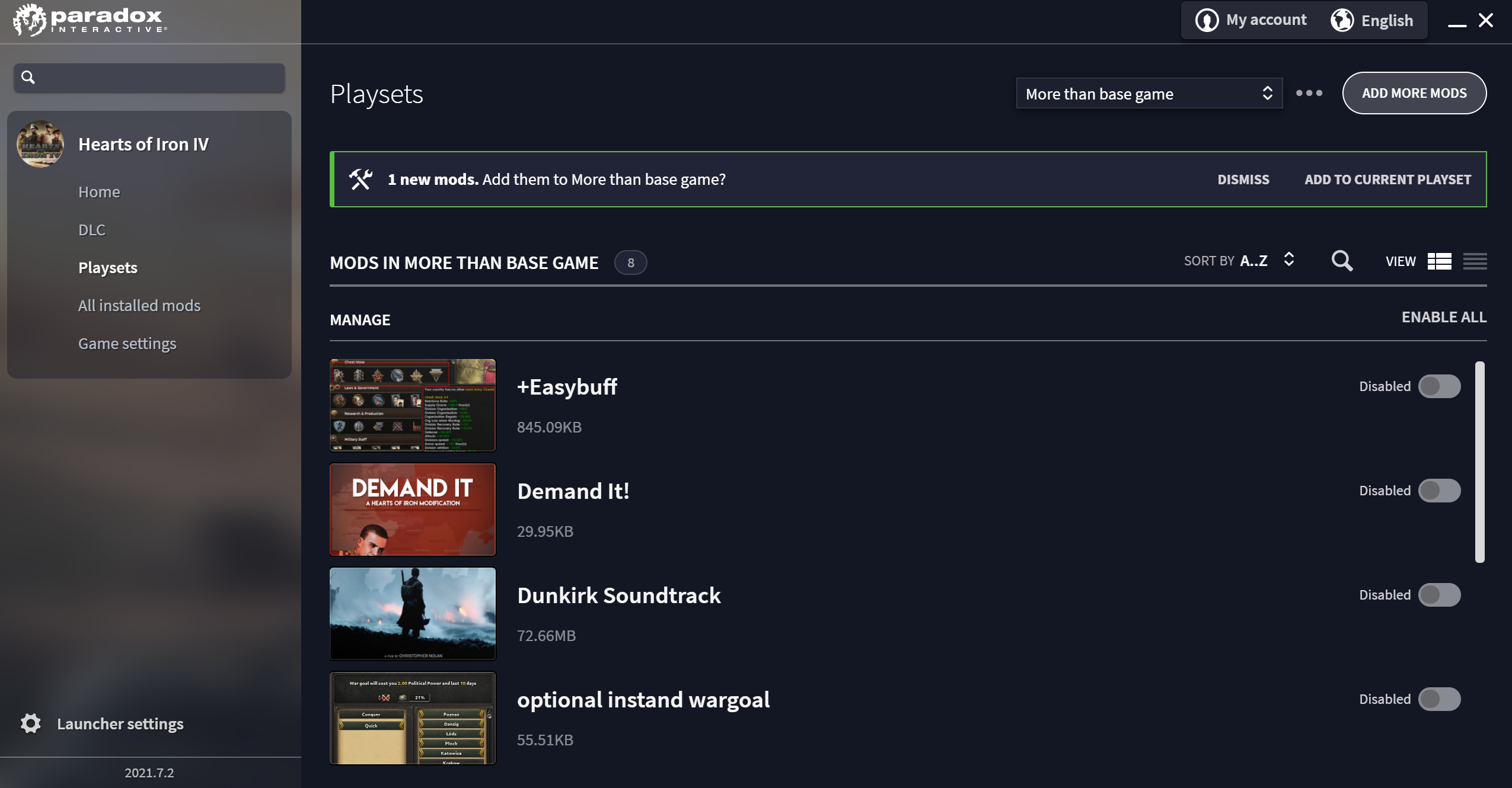 Can't add mods to playsets, the launcher just turns blue | Paradox Interactive Forums