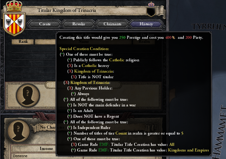 The Kingdom of Trinacria is Uncreatable | Paradox Interactive Forums