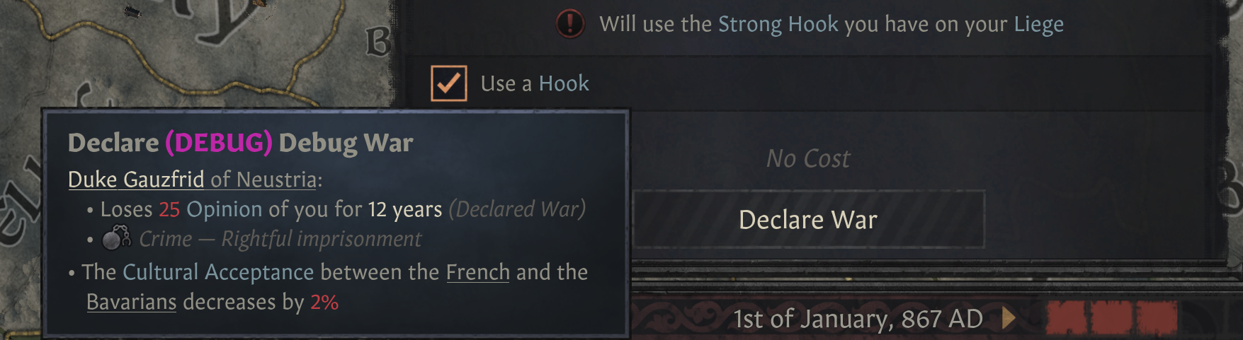 As Designed - CK III - Can't Declare War under Crown Authority 4 Despite having Hook on Liege ...