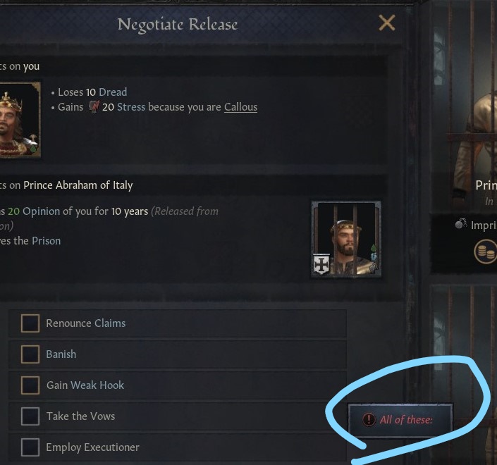 CK III - Missing text after "All of these:" tooltip (Negotiate Release) | Paradox Interactive Forums