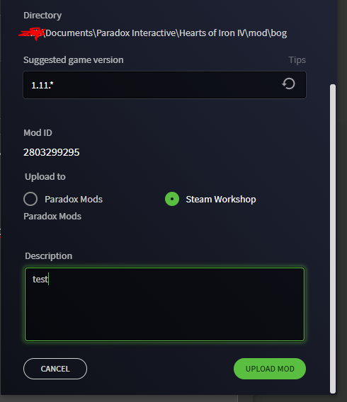 My mod isn't updating/uploading | Paradox Interactive Forums