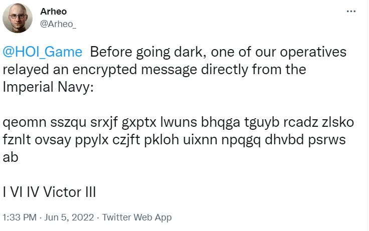 Arheo posted a cryptic clue for the next reveal but I am stumped ...