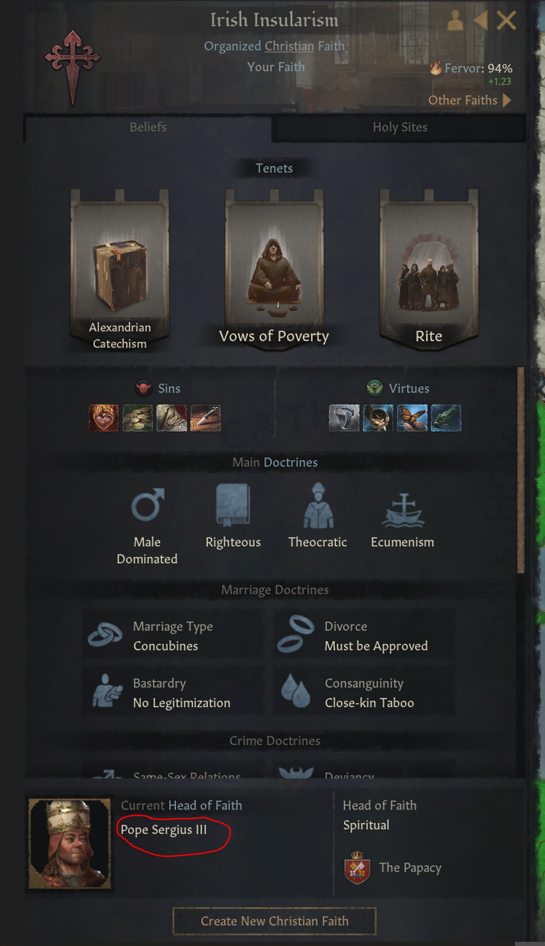 Head of Faith Opinion Modifiers not Working | Paradox Interactive Forums