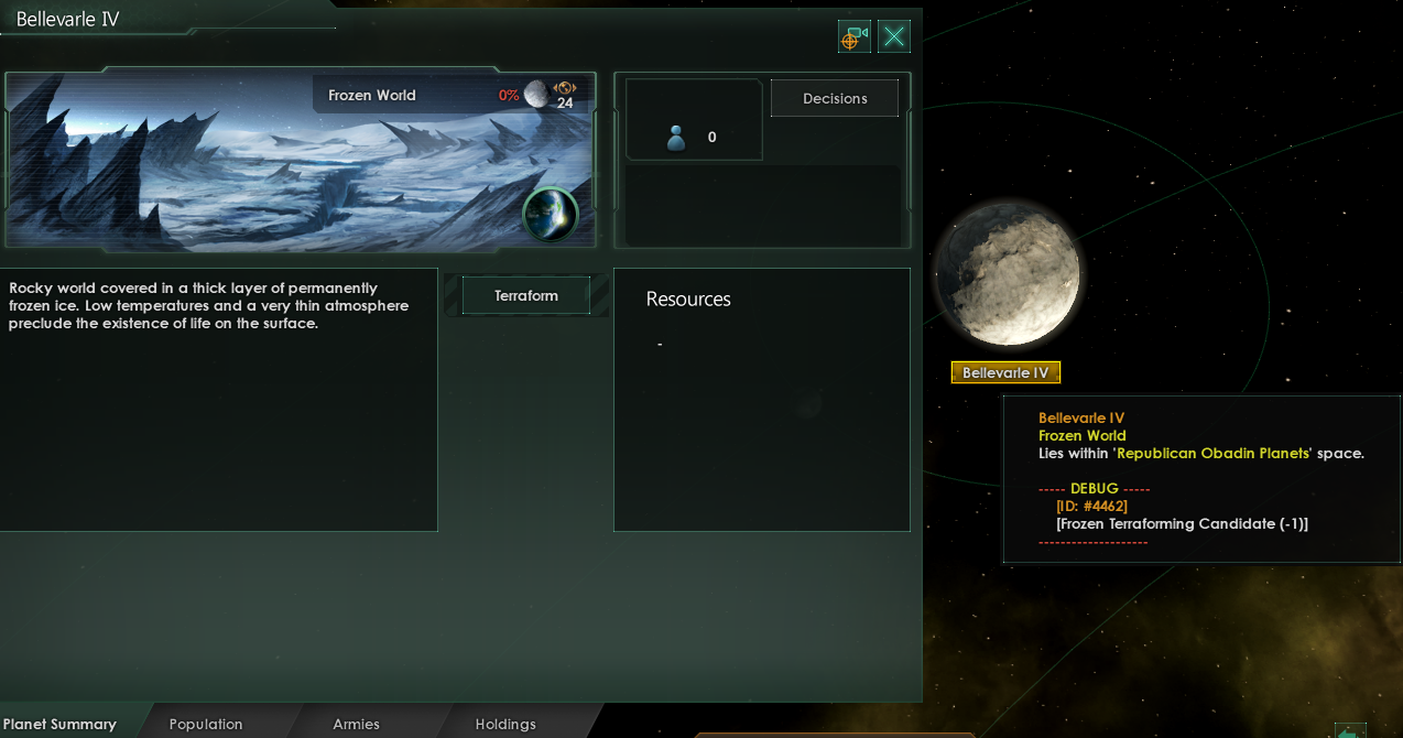 A frozen terraforming candidate will also become barren world after ice mined for three times ...