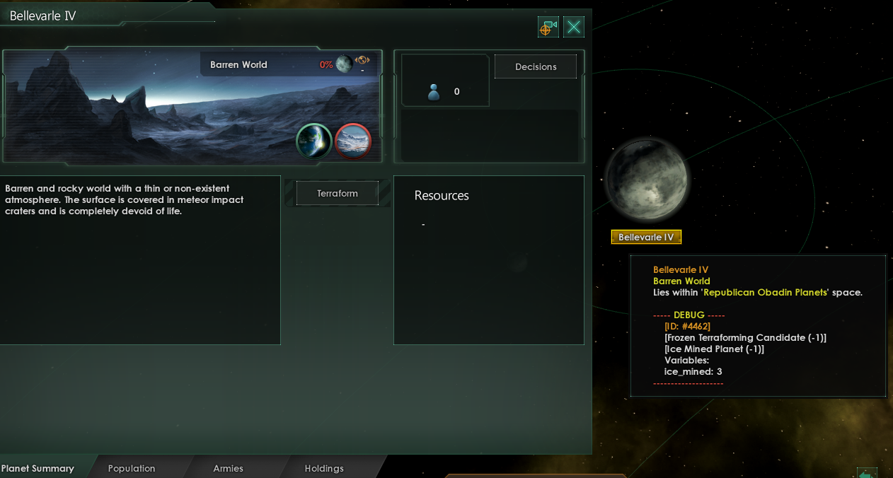 A frozen terraforming candidate will also become barren world after ice mined for three times ...