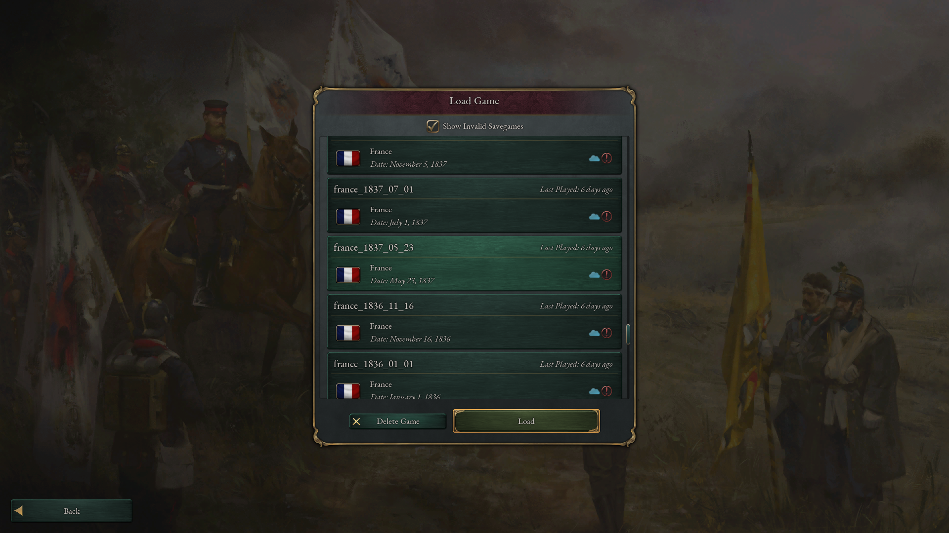 The game really needs a way to delete more than one save game at a time; doing them individually ...