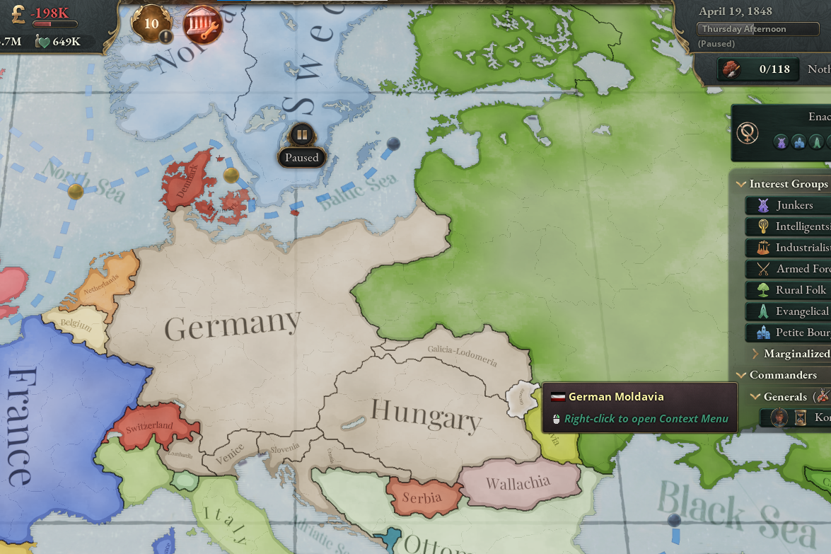 Guide to Form Great Germany in 1845 (North Germany + South Germany) as ...