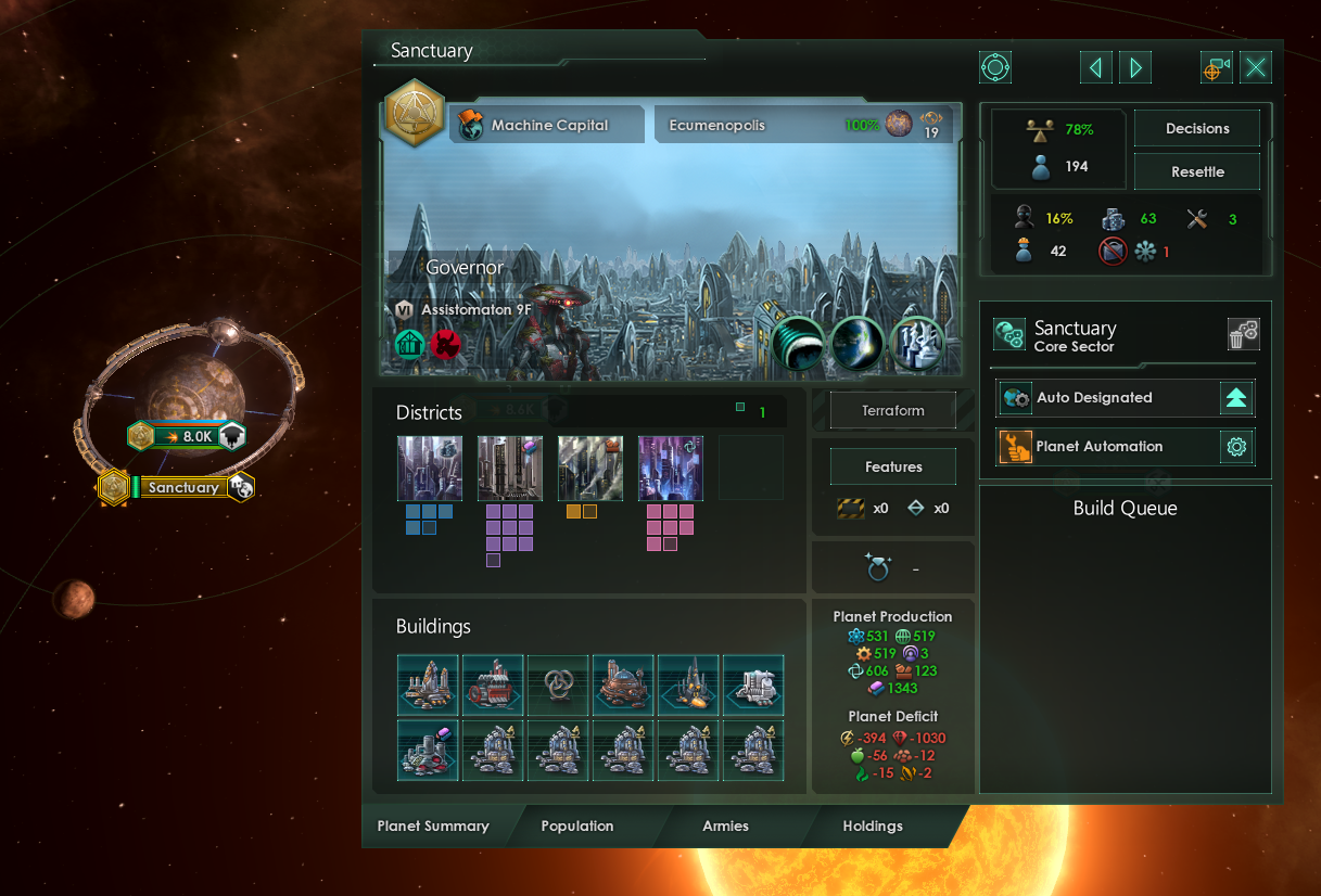 Stellaris - Ecumenopolis doesn't show its Orbital Ring in planet view - 3.6.0 open beta-3 (313b ...