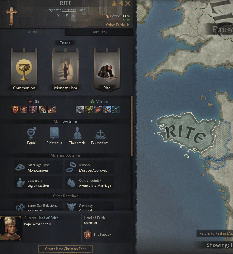 The "Rite" tenet does not work properly when the reformer holds a holy ...