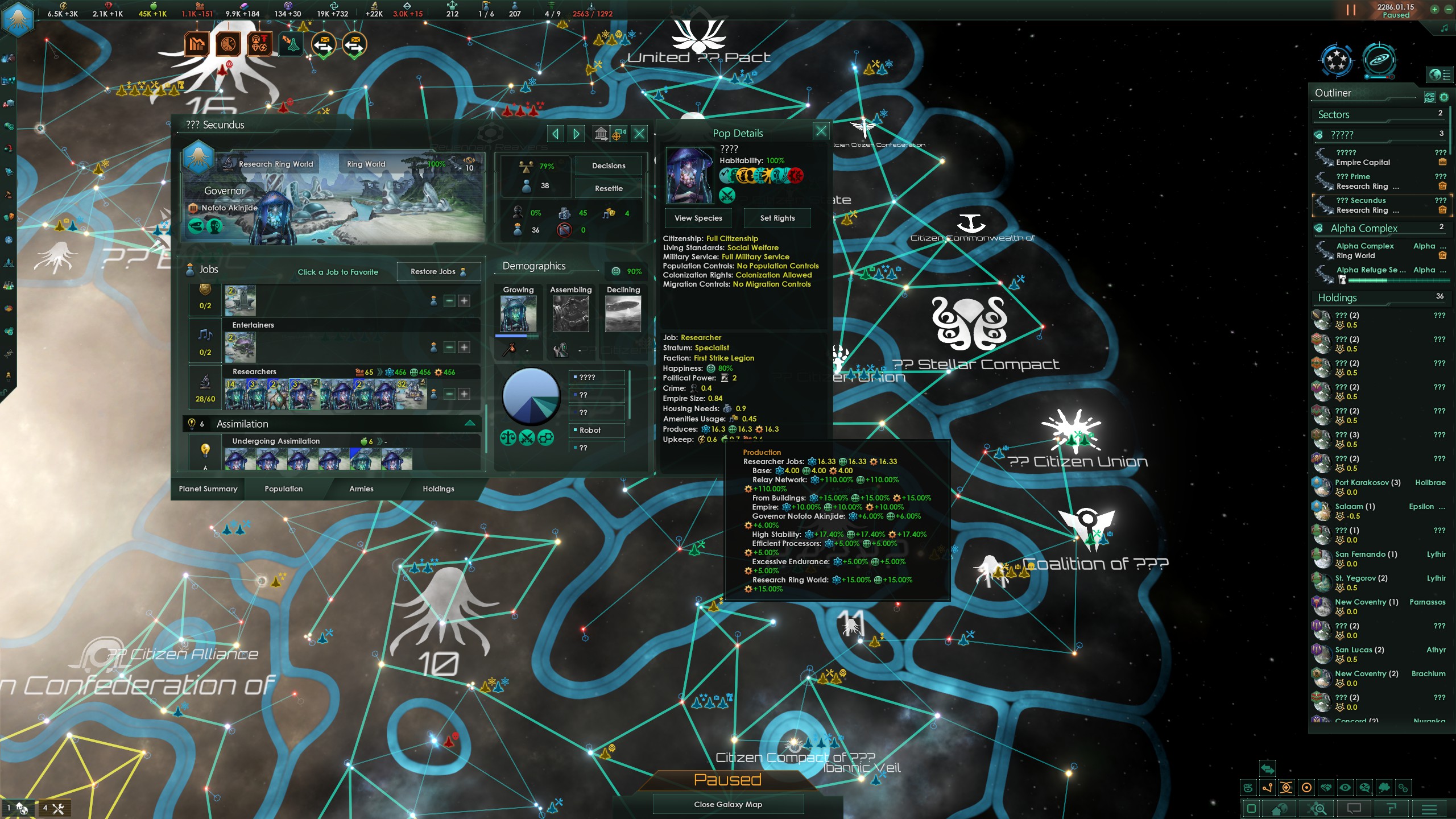 Trying ringworld only, No planet colonizon allowed. Reached 22K research at 2286, With only 212 ...