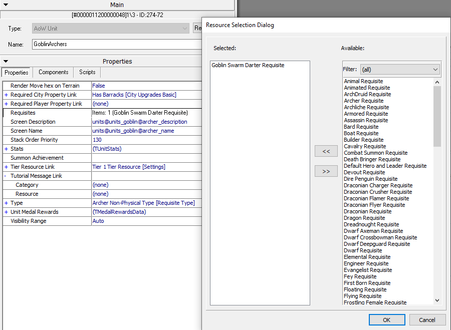 Level Editor: What are the possible values that can be supplied to UnitHasRequisite function ...