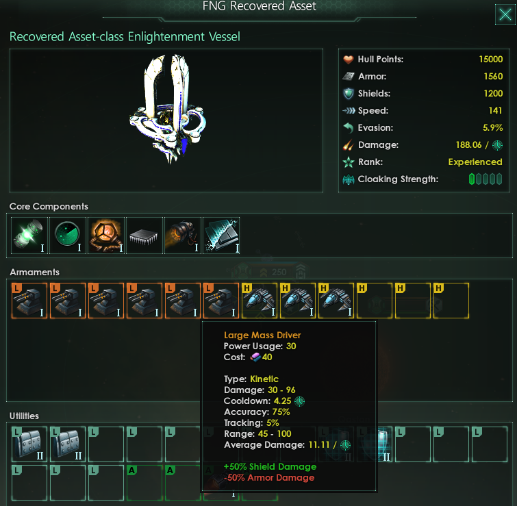 Recovered Asset-class Enlightenment Vessel has Large weapons and a ...