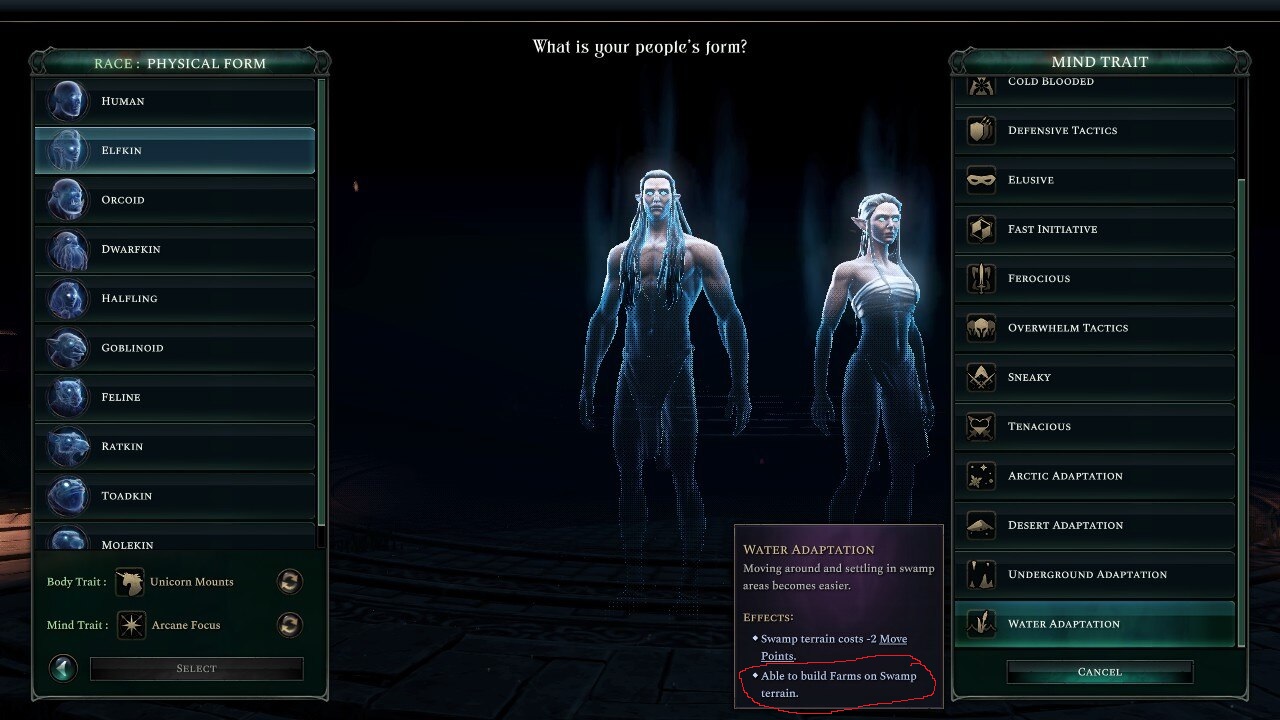 Confirmed - Farms can be built on Swamp Terrain despite not having Water Adaptation Mind Trait ...