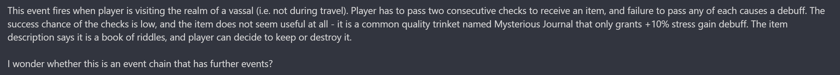 Mysterious Journal found in Grand Tour events (T&T DLC) | Paradox ...