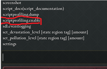 Confirmed - Victoria III - It doesn't seem possible to run the console command "ScriptProfiling ...