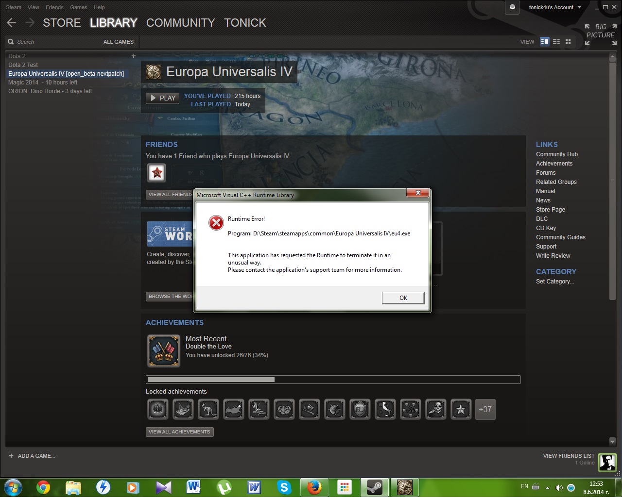Ironman save bugged - crashes steam when clicked/runtime error occurs | Paradox Interactive Forums