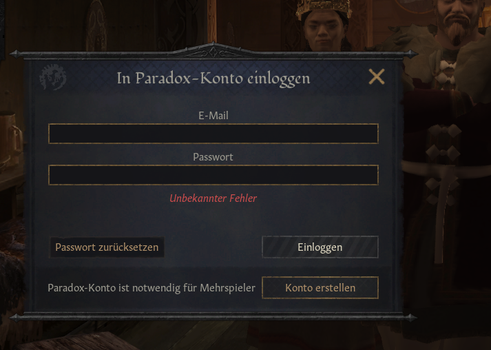 UNKNOWN ERROR WHEN LOGGING INTO PARADOX | Paradox Interactive Forums
