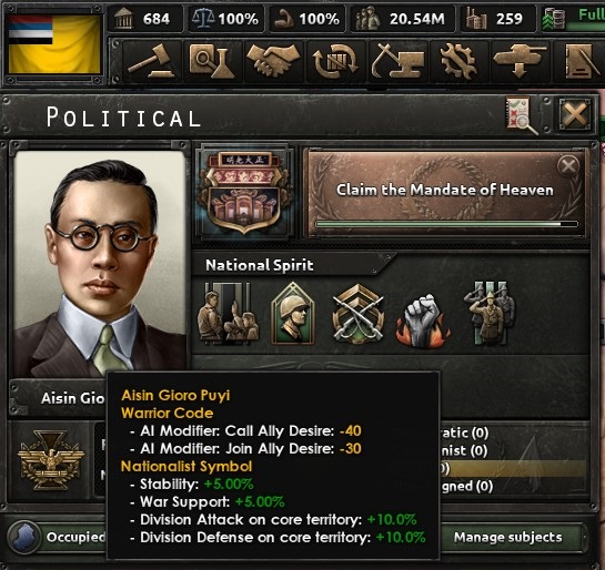 Manchukuo leader loses positive trait upon completion of positive national focus | Paradox ...
