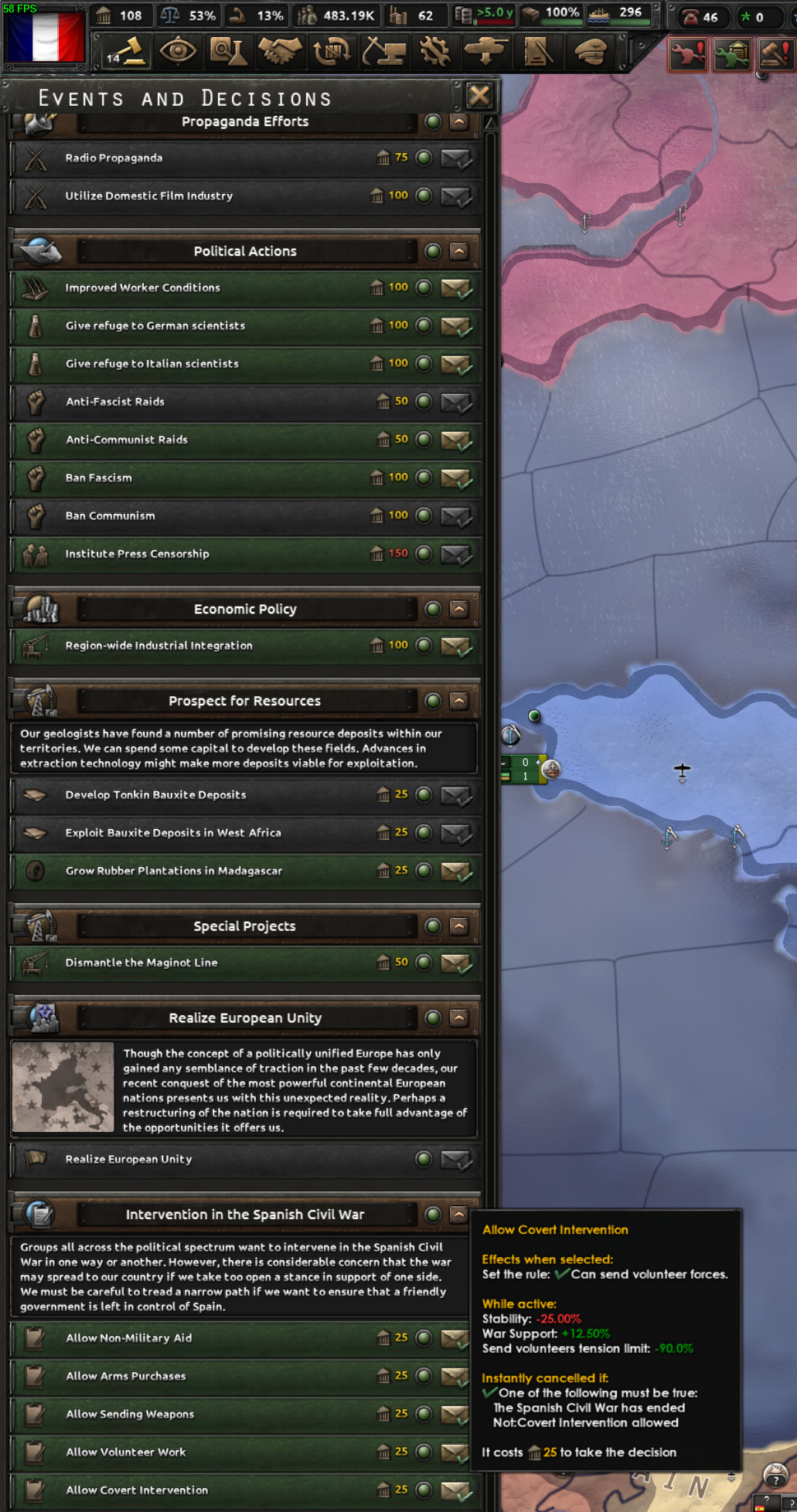 Exploit in Spanish Civil War: send/ban volunteers in same turn ...