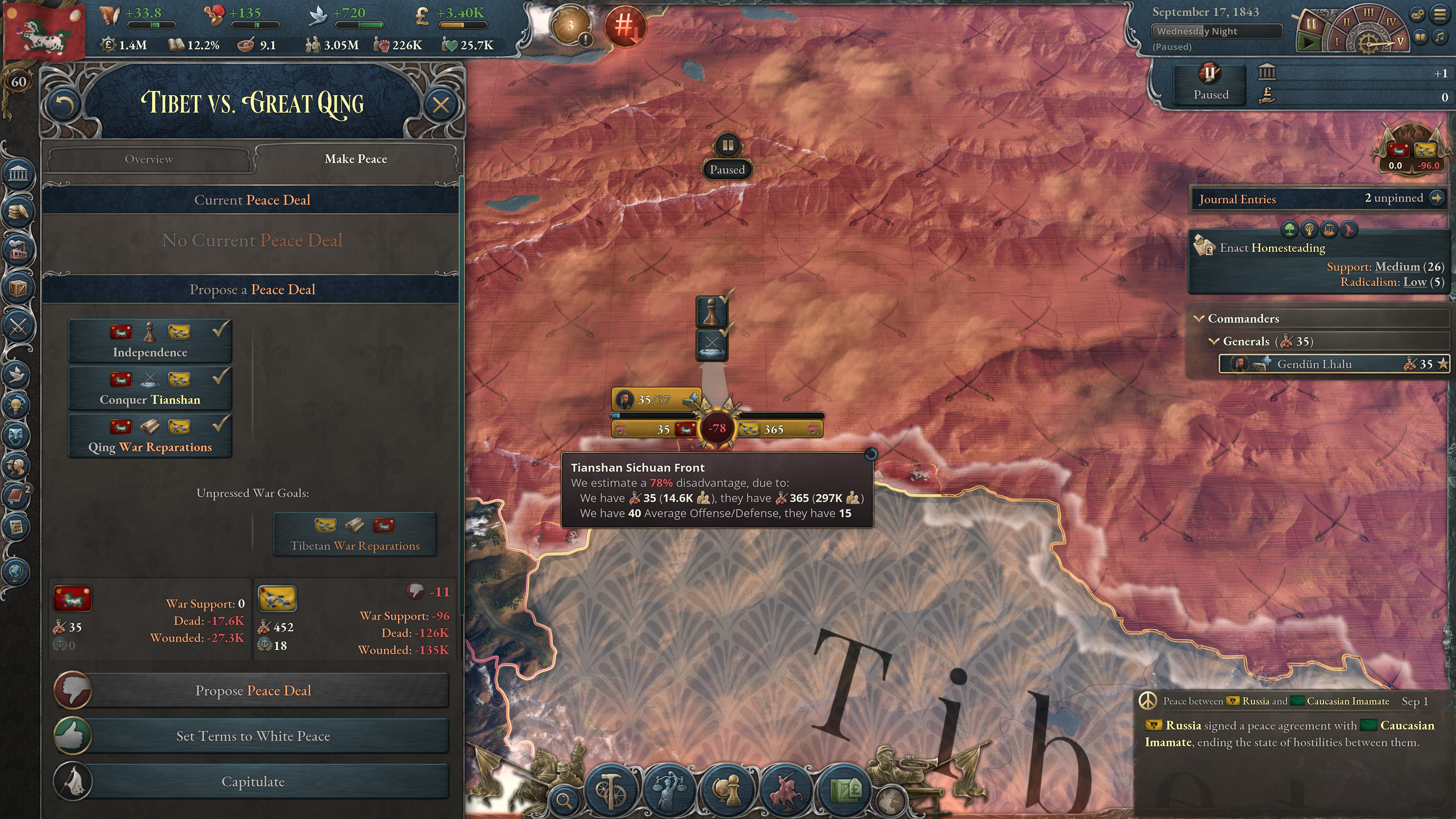 Qing got defeated by Tibet in 1843... Current combat system are too ...